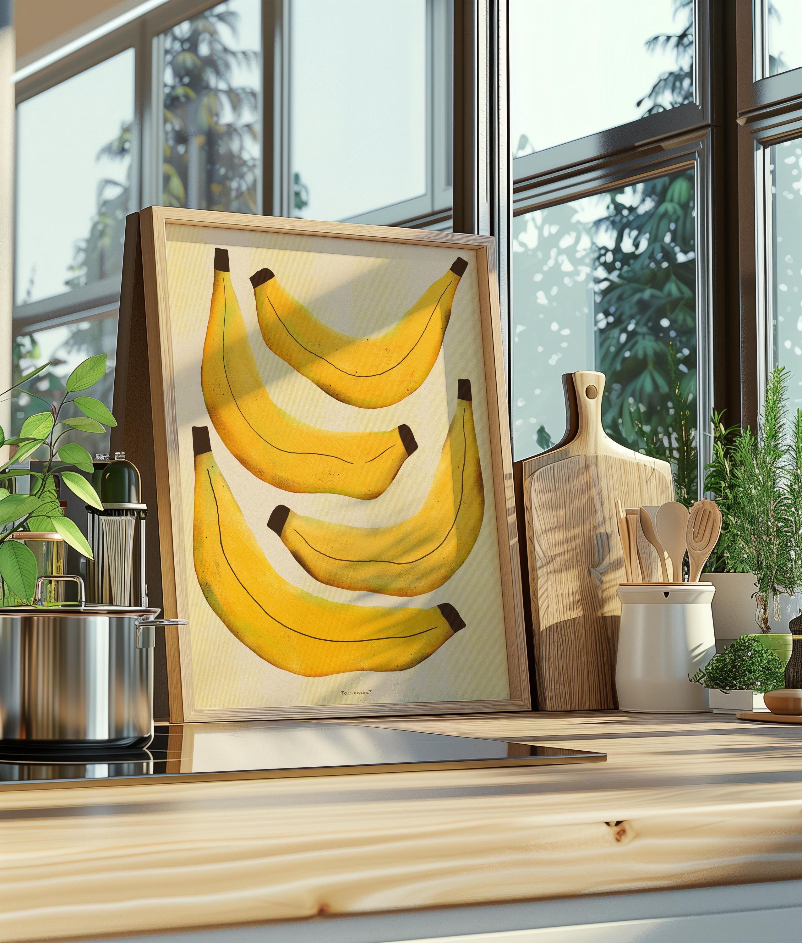 Bananas Print - Fruit Market Print, Abstract Wall Art, Banana Trendy ...