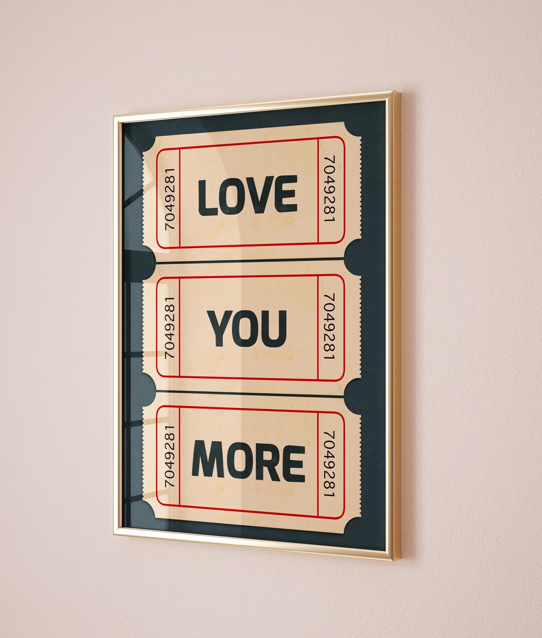 Retro Love Ticket Wall Art - Love You More Print, Black Retro Wall Art ...