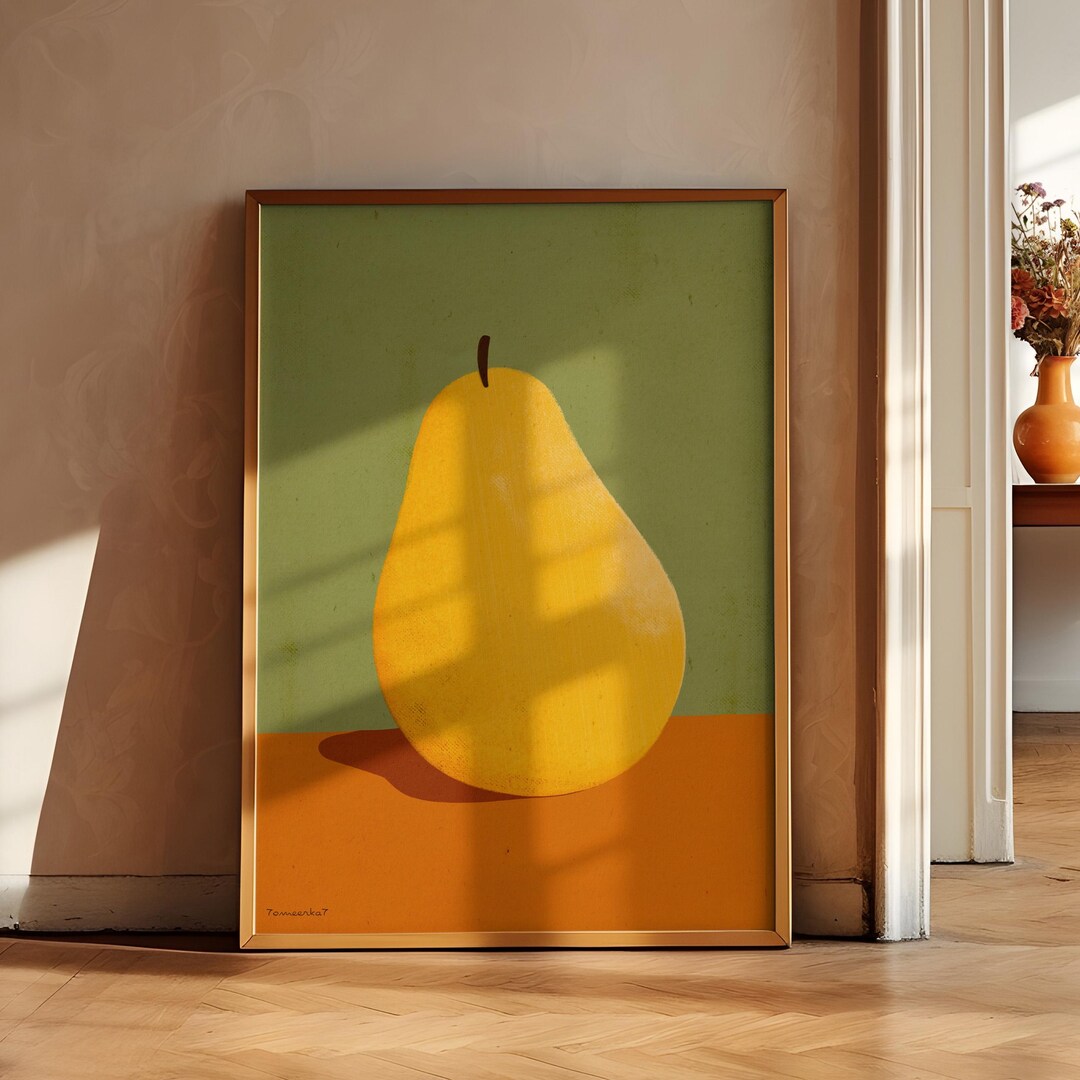 Hand Drawn Pear Wall Art- Fruit Print, Farmhouse Kitchen, Pear Print ...
