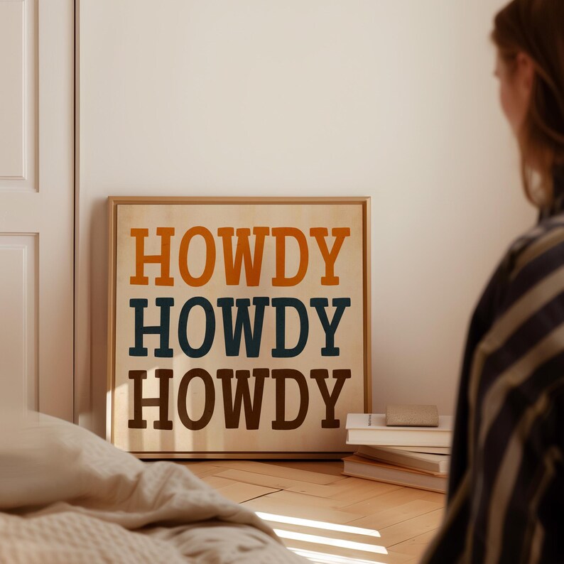 Howdy Wall Art Print, Retro Western Poster, Western Decor, Howdy Poster ...