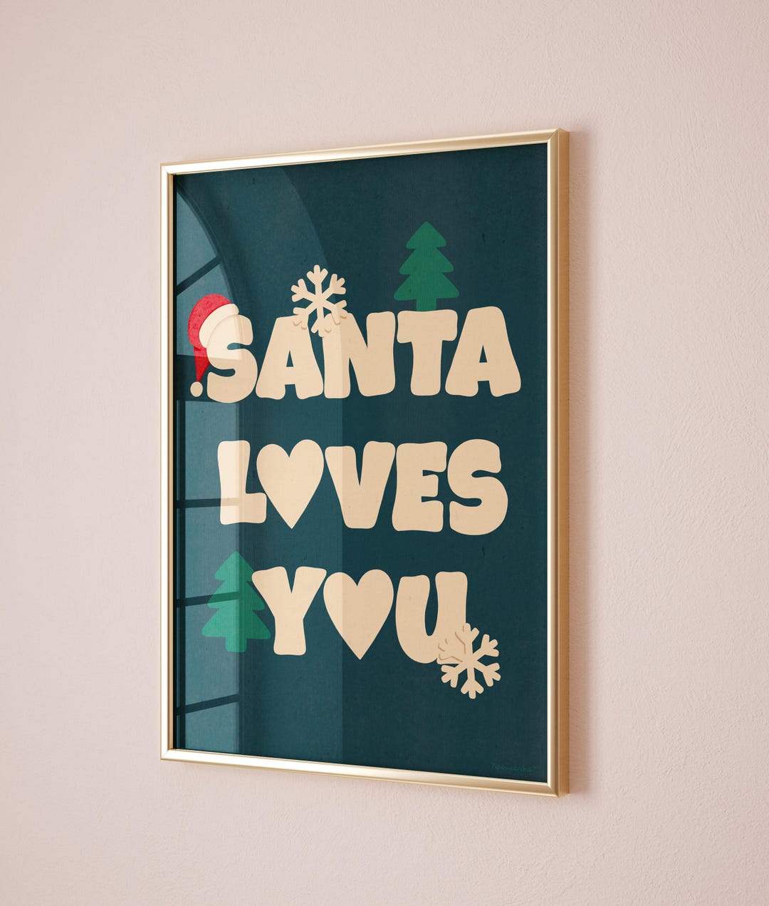 Santa Loves You Christmas Print - Trendy Christmas Print, Christmas ...