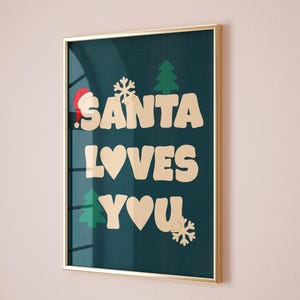 Santa Loves You Christmas Print - Trendy Christmas Print, Christmas ...