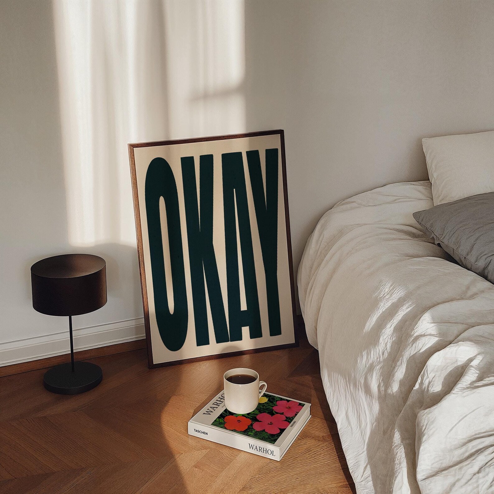Okay Print Typography Wall Art - Trendy Black Retro Print, Okay Poster ...
