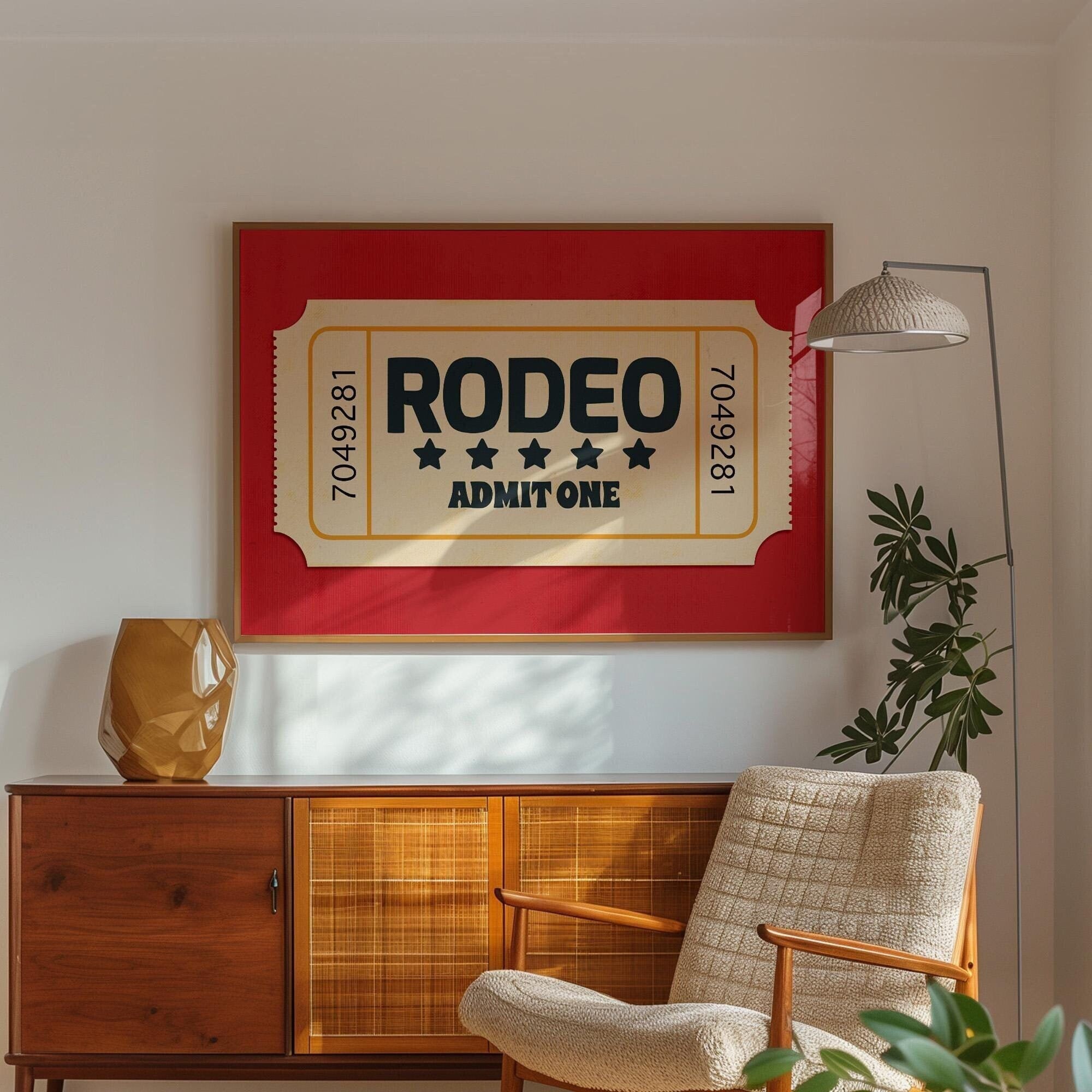 Rodeo Ticket Print Western Decor, Retro Western Poster, Vintage Ticket ...