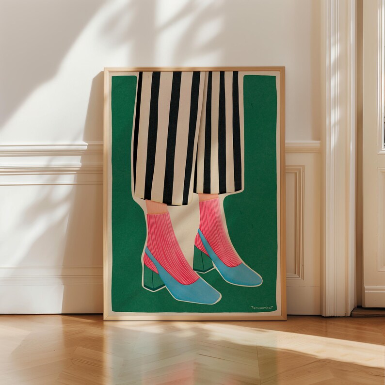 Funky Fashion Print - Colorful Maximalist Wall Art, Preppy Dopamine ...