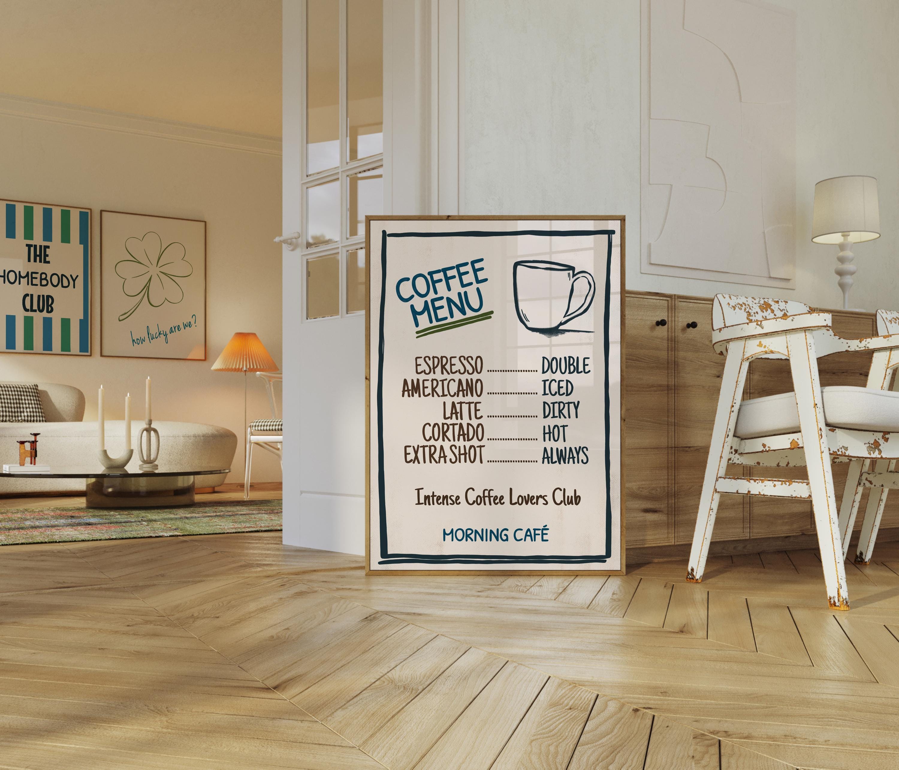 Coffee Print, Hand Drawn Coffee Poster, Espresso Poster, Trendy Kitchen ...