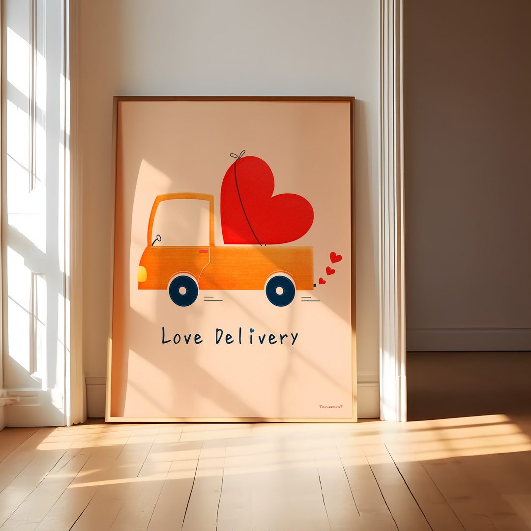 Love Heart Wall Art Heart Typography Poster Modern Home Decor Love ...