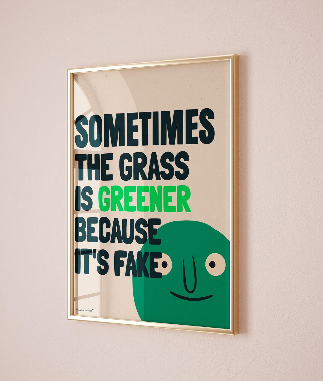 Green Funky Wall Art - Uplifting Quote Inspirational Wall Art, Retro ...