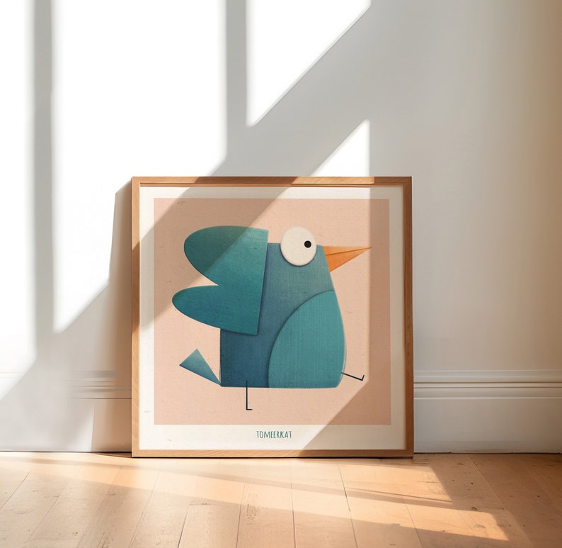 Blue Bird Art Print - Abstract Bird Print, Blue Wall Art Print, Bird ...
