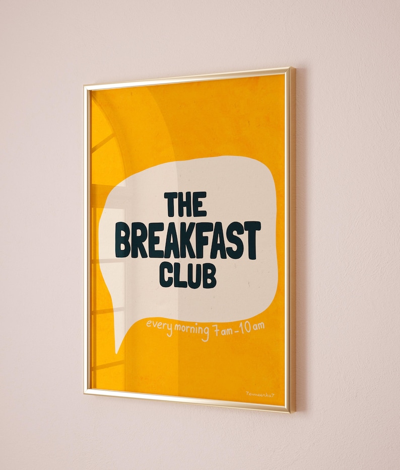 Breakfast Club Print - Trendy Kitchen Poster, Breakfast Wall Art, Retro ...