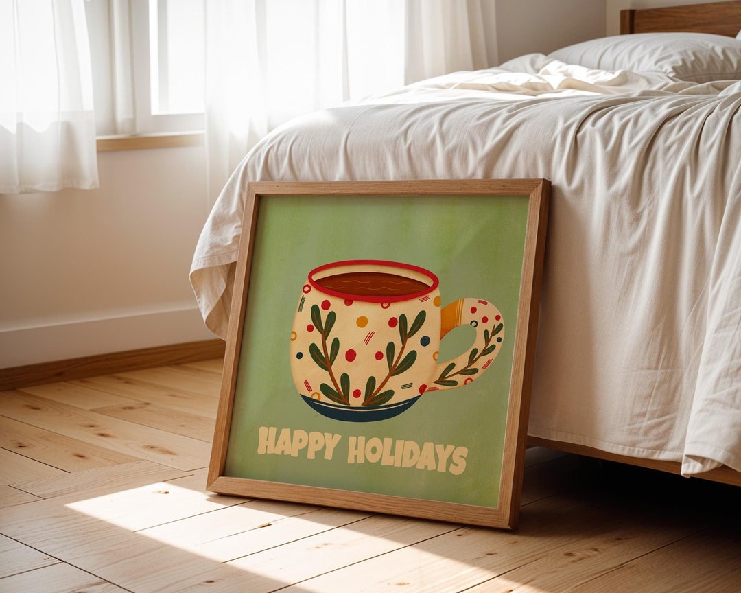 Christmas Coffee Print - Happy Holidays Print Christmas Decor ...