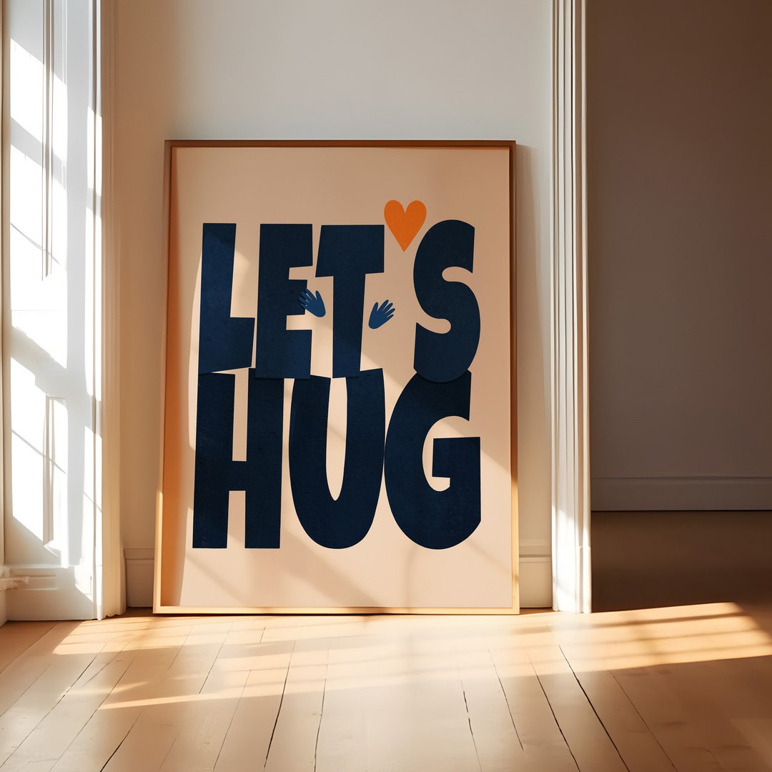 Let's Hug Print | Modern Quirky Typography Poster | Bedroom Wall Art ...