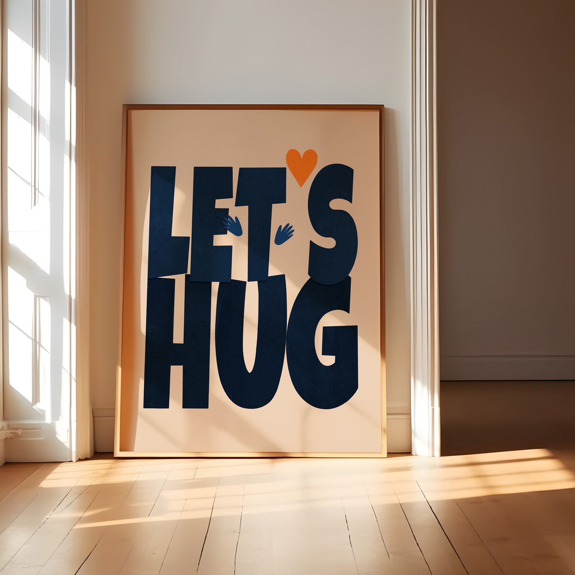 Let's Hug Print Modern Quirky Typography Poster Bedroom Wall Art ...