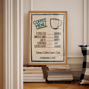 Coffee Menu Print - Coffee Poster, Espresso Print, Trendy Kitchen Decor ...