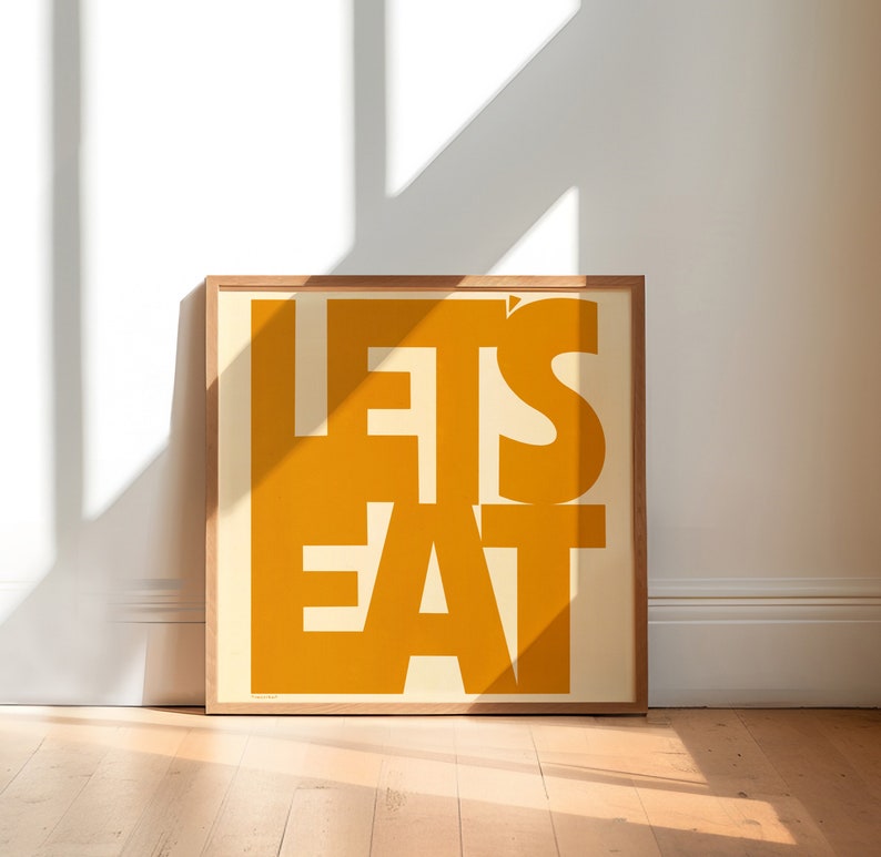 Let's Eat Printable Kitchen Wall Art - Retro Wall Art Kitchen Print ...
