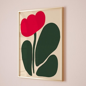 Hand-drawn Red Tulip Print - Abstract Flower Wall Art, Tulip Poster ...
