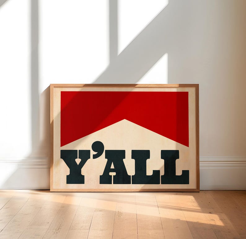 Y'all Wall Art Print, Western Decor, Vintage Western Poster, Y'all ...