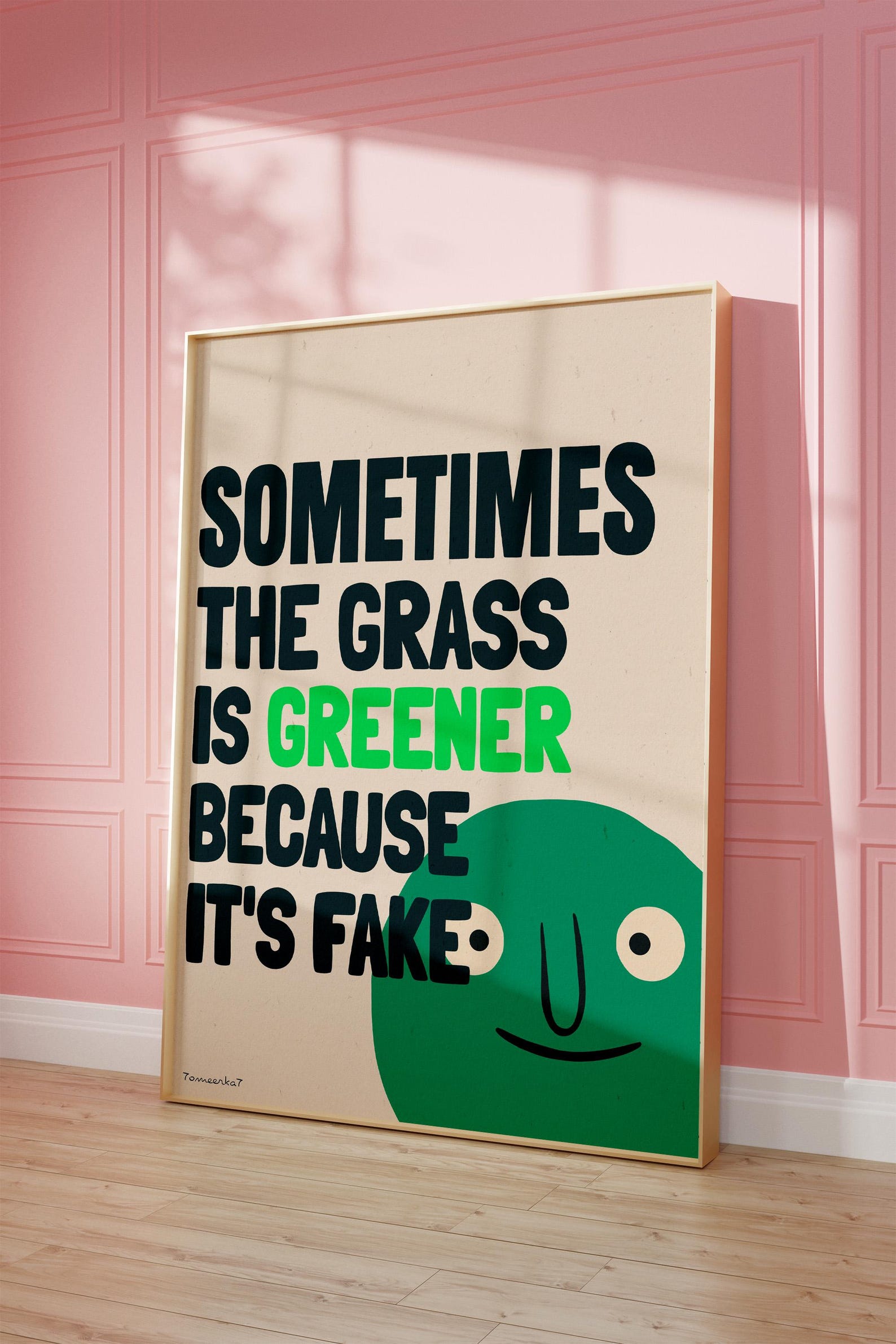 Green Funky Wall Art - Uplifting Quote Inspirational Wall Art, Retro ...