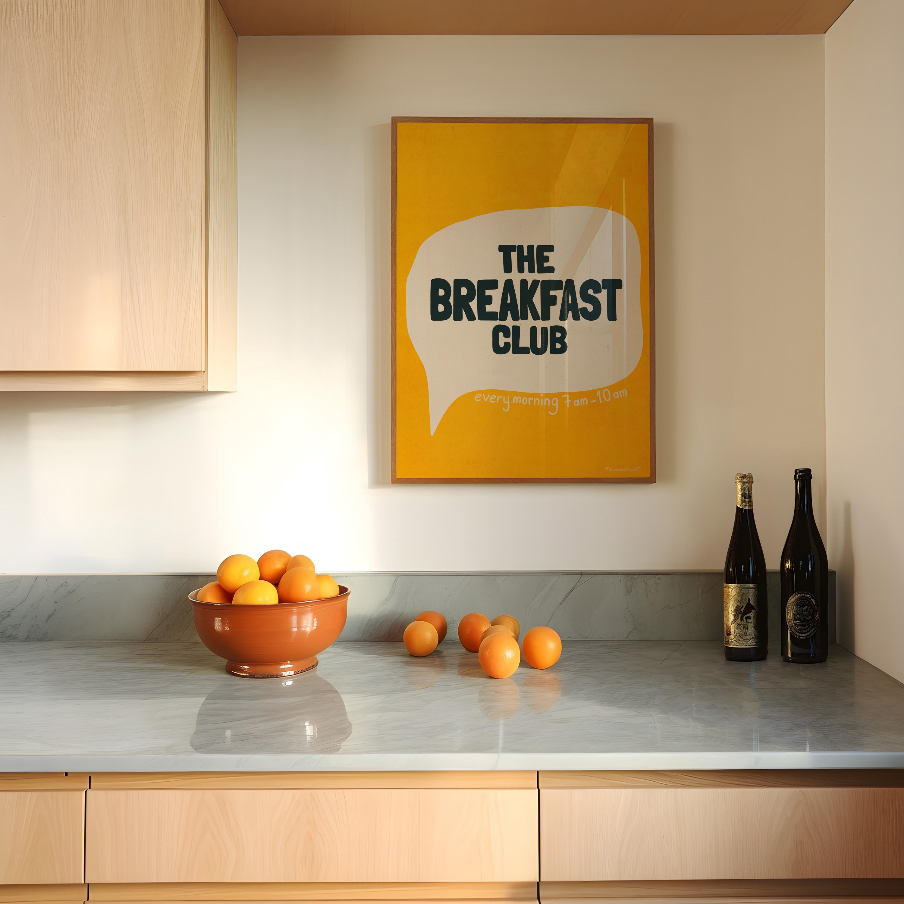 Breakfast Club Print - Trendy Kitchen Poster, Breakfast Wall Art, Retro ...