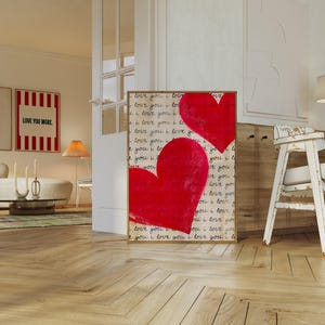 I Love You Print - Red Love Poster, Retro Print, Red Wall Art, Love ...