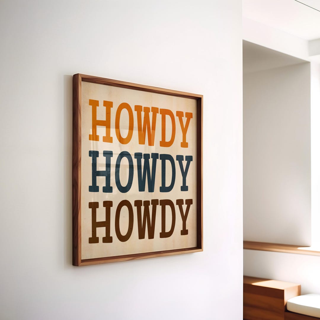 Howdy Wall Art Print, Retro Western Poster, Western Decor, Howdy Poster ...