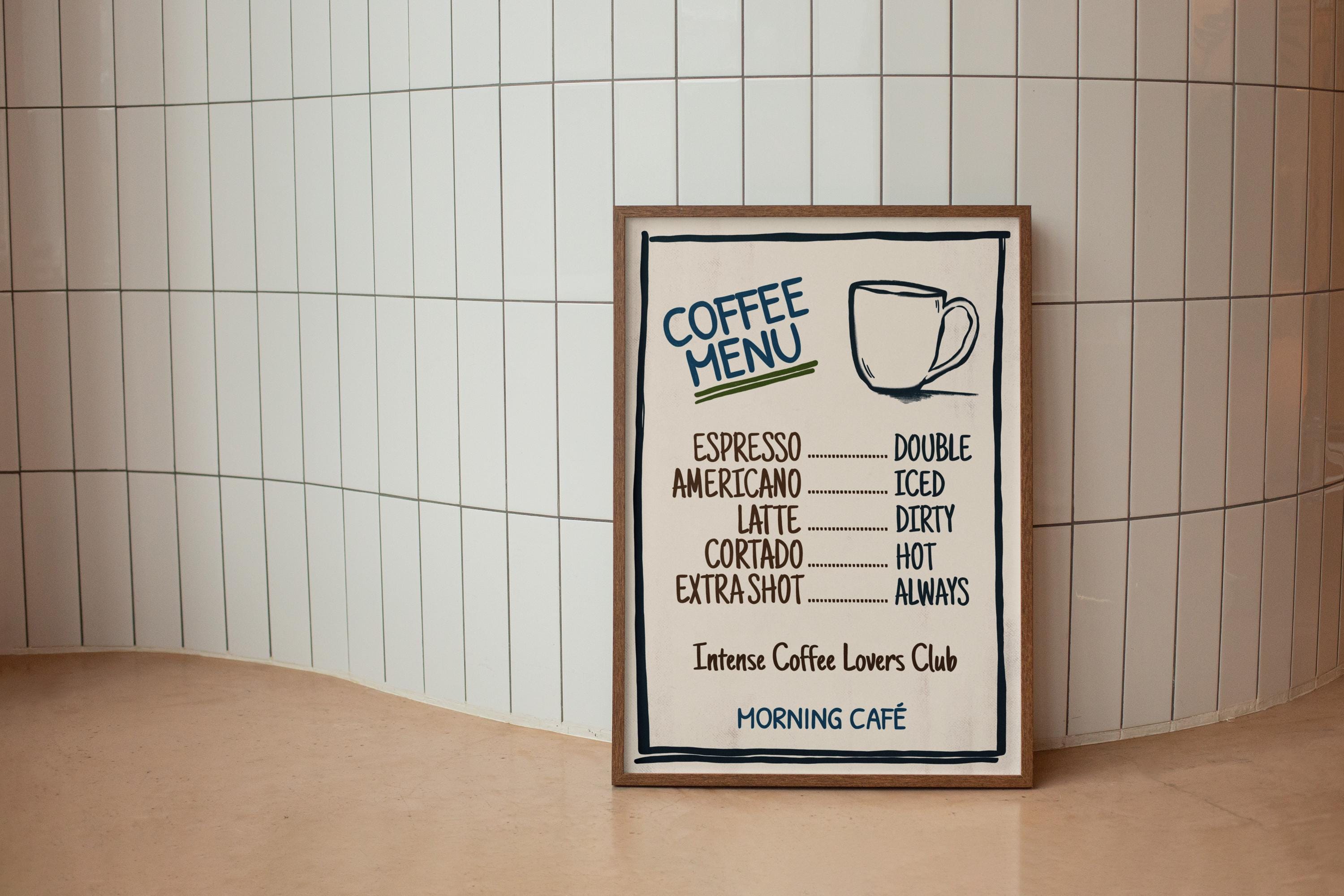 Coffee Print, Hand Drawn Coffee Poster, Espresso Poster, Trendy Kitchen ...