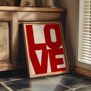 Love You Art Print - Trendy Retro Wall Art, Red Love Print, Aesthetic ...