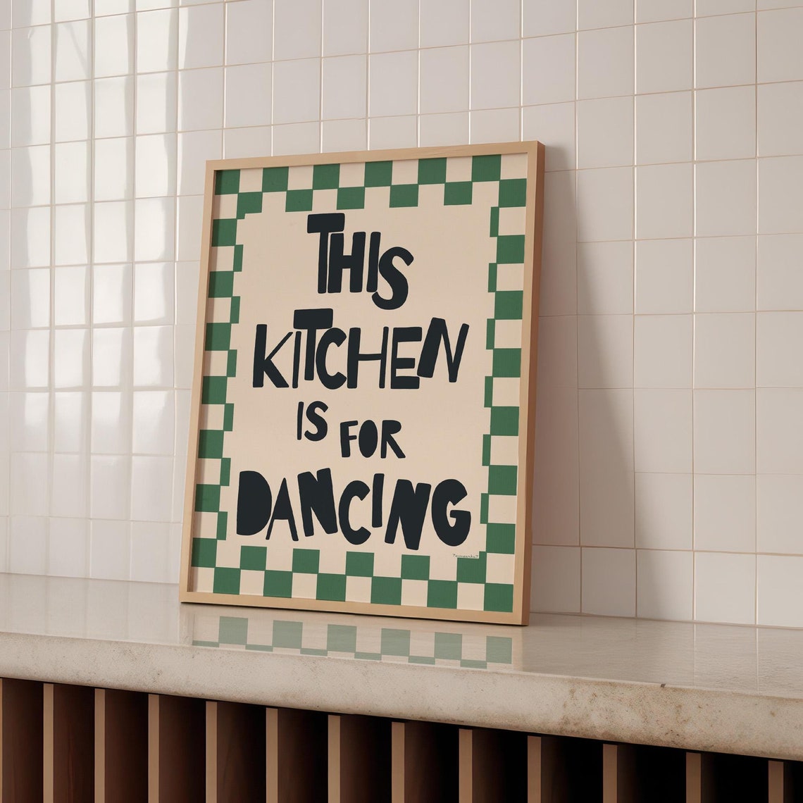 This Kitchen is for Dancing Print, Hand Drawn Retro Kitchen Poster ...