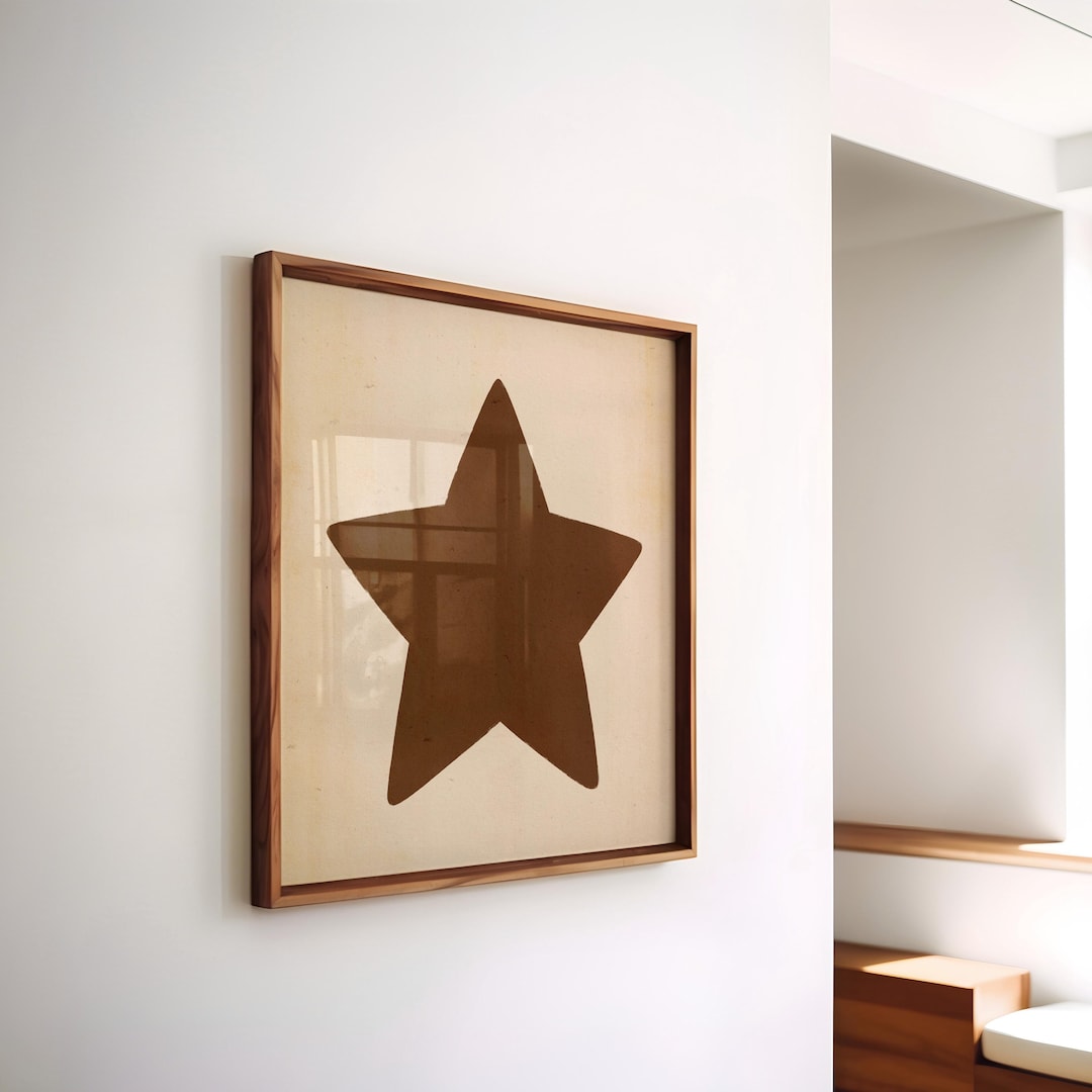 Brown Star Poster, Hand Drawn Star Wall Art, Brown Star Print, Retro Star Poster, Preppy Brown ...