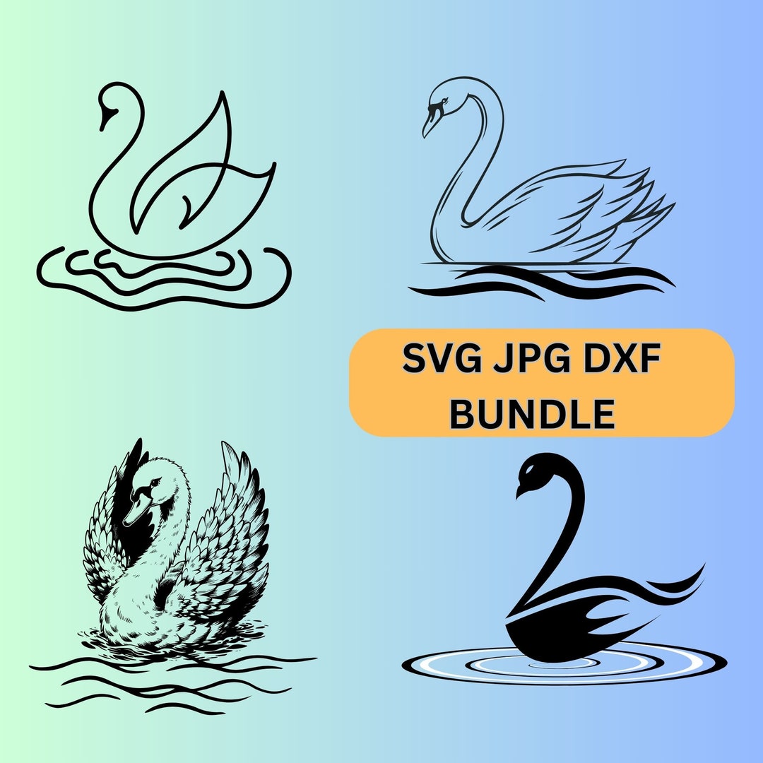 Swan SVG Bundle | 4 Swan Designs in Jpg Png Dxf and Svg Formats | SVG ...