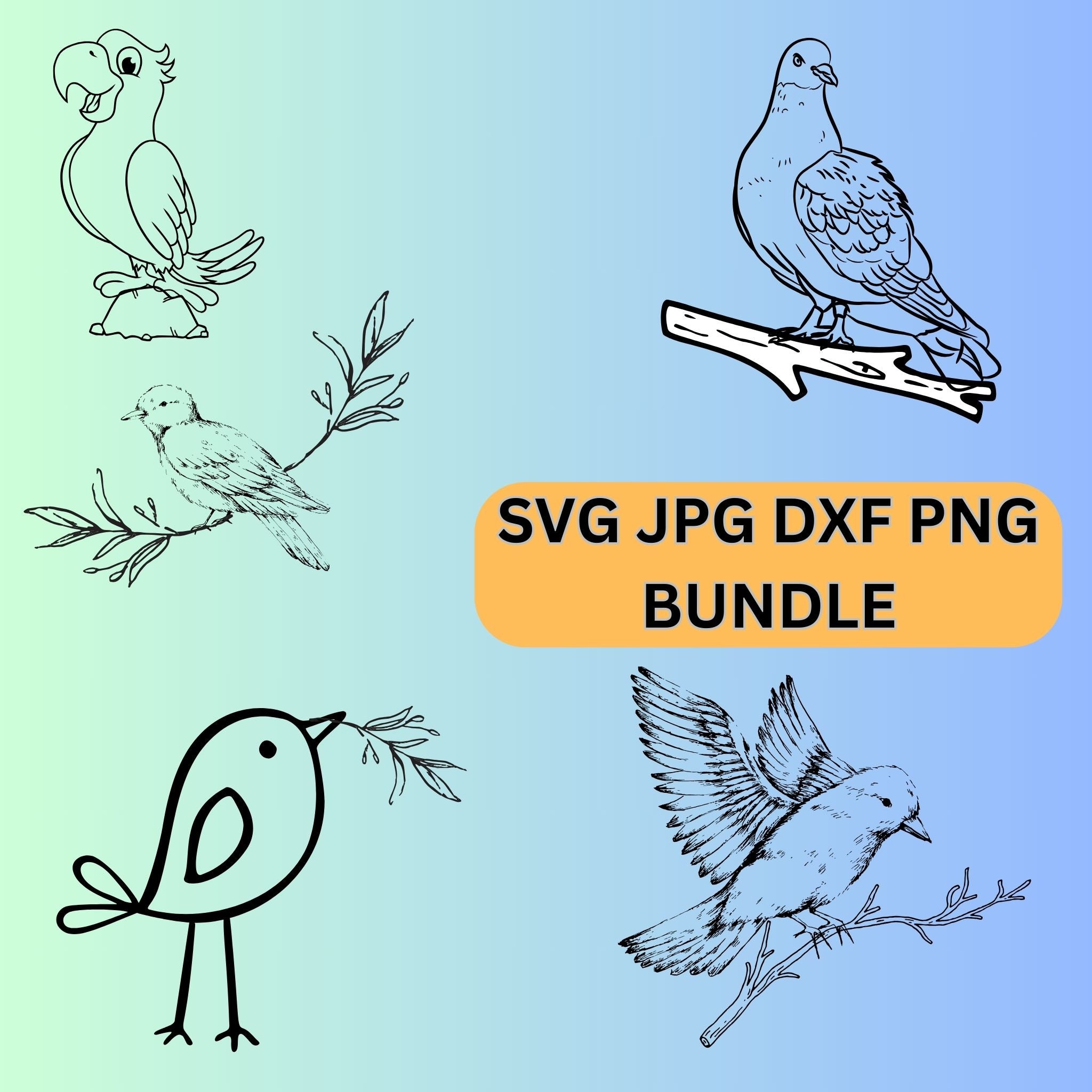 Bird SVG Bundle | 5 Bird Designs Bundle | Bird Mug Designs Svg | Bird ...