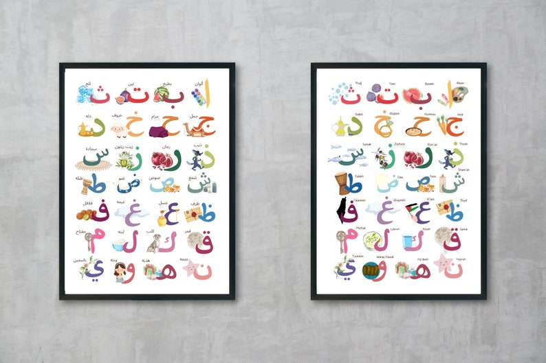Arabic Alphabet Poster for Kids, Printable DIGITAL DOWNLOAD, عربى ...