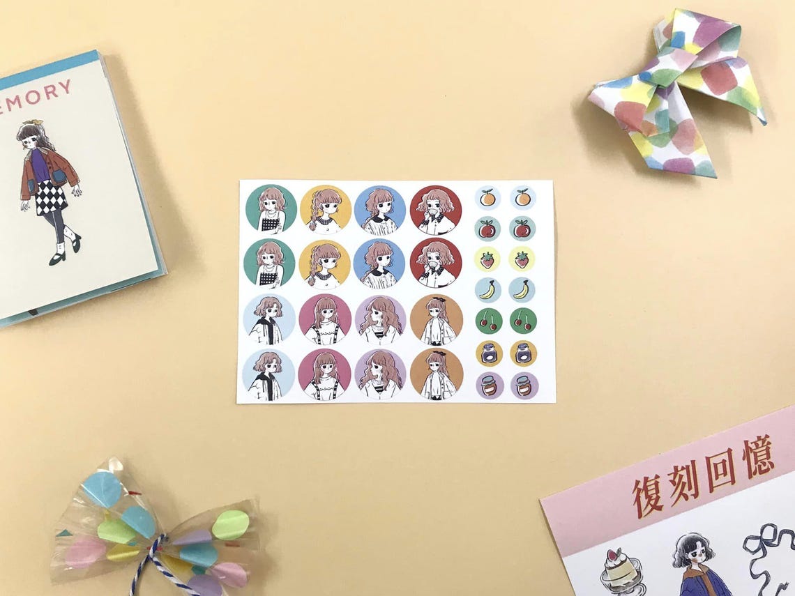 Ann Di Sticker Sheet (small Round Icons) Colorful Retro 90s Aesthetic ...
