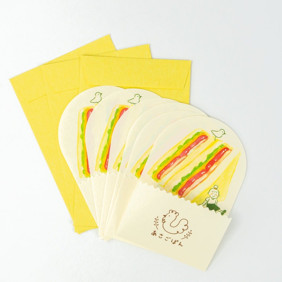 Furukawashiko Bread Town Die-cut Mini Letter Set - Asagopan | Cute ...