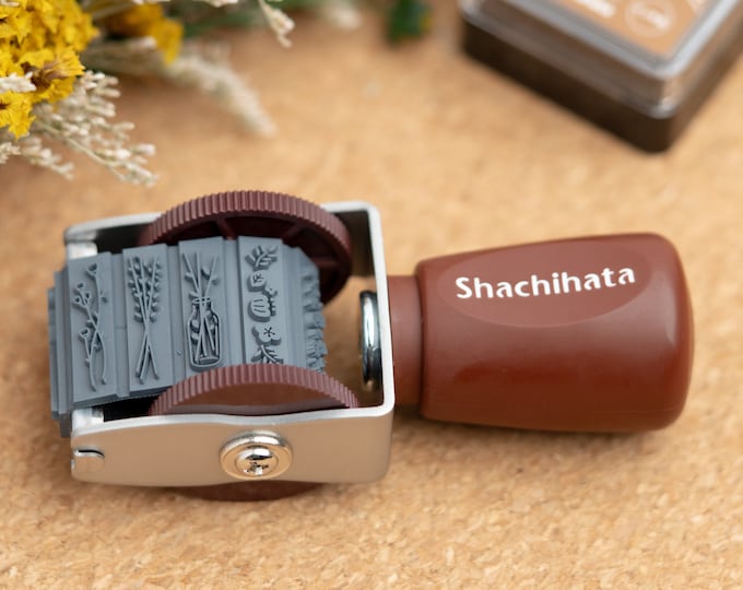 Shachihata Mini Rotating Decoration Planner Stamp Flowers Japanese Ink ...