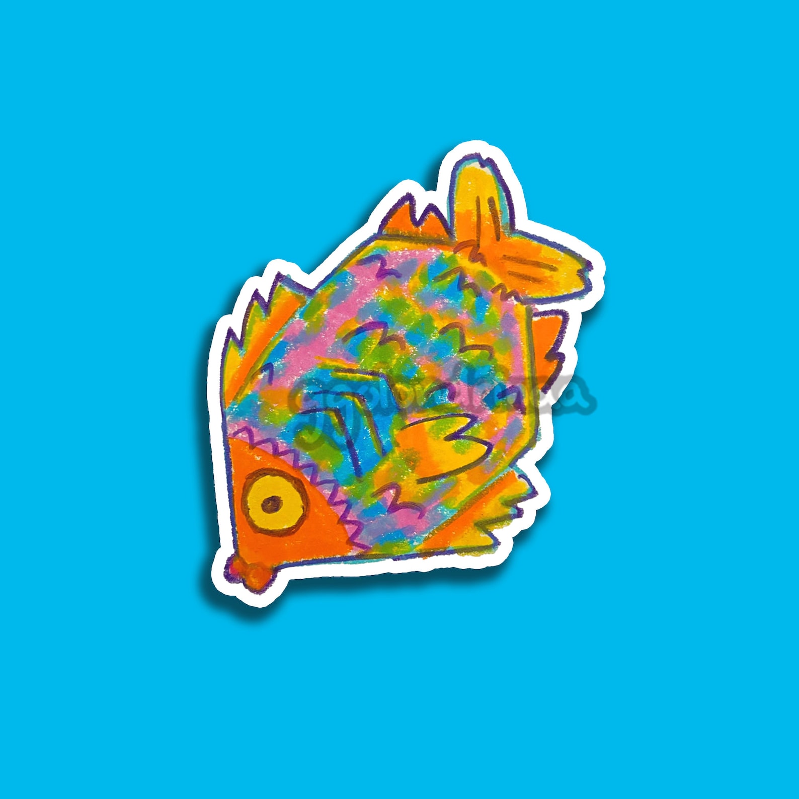 Colorful Pastel Fish Sticker - Waterproof, Rainbow - Etsy