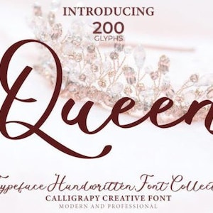 Queen Font, Handwritten Font, Script Beautiful Font, Vintage Font ...