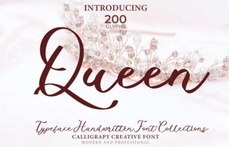 Queen Font, Handwritten Font, Script Beautiful Font, Vintage Font ...