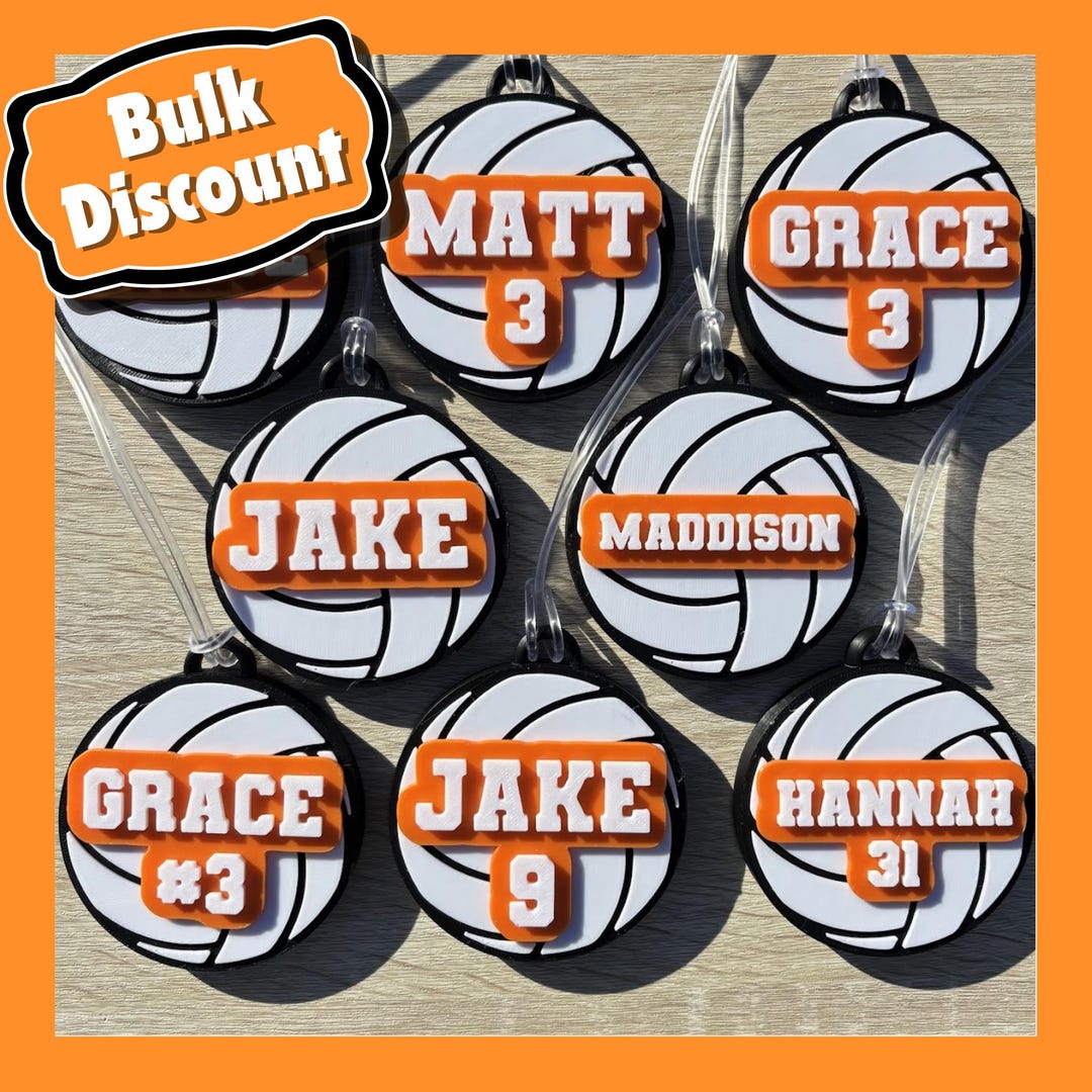 Personalized Volleyball Team Bag Tags • Custom Name & Number - Etsy