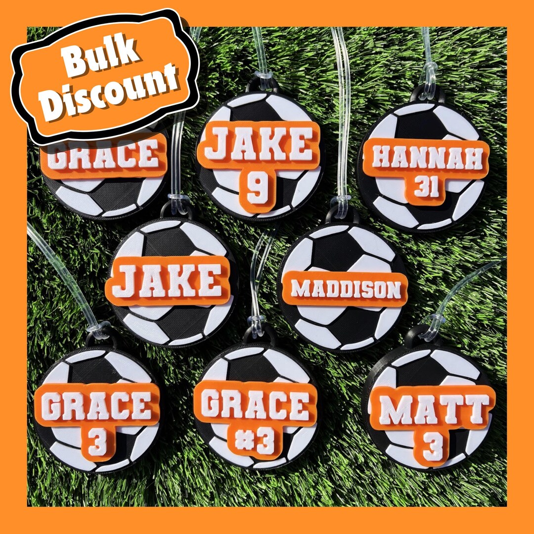 Personalized Soccer Team Bag Tags • Custom Name & Number Gift - Etsy