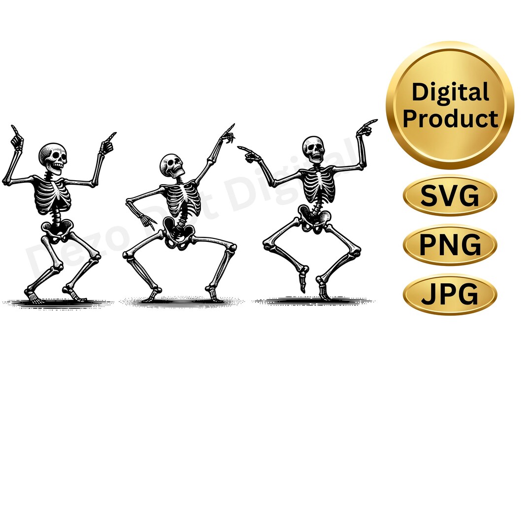 Dancing Skeleton SVG File, Digital Skeleton PNG, Digital JPG File ...