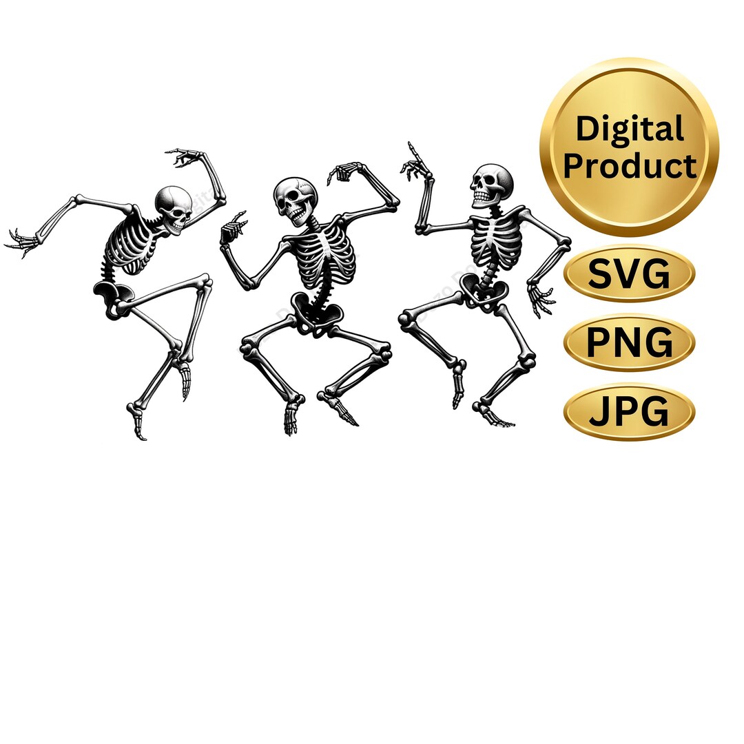 Dancing Skeleton SVG File, Digital Skeleton PNG, Digital JPG File ...