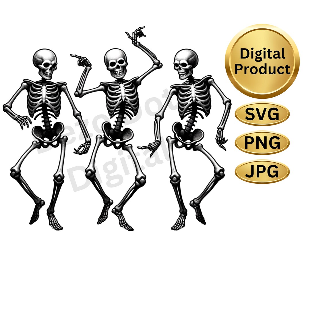 Dancing Skeleton SVG File, Digital Skeleton PNG, Digital JPG File ...