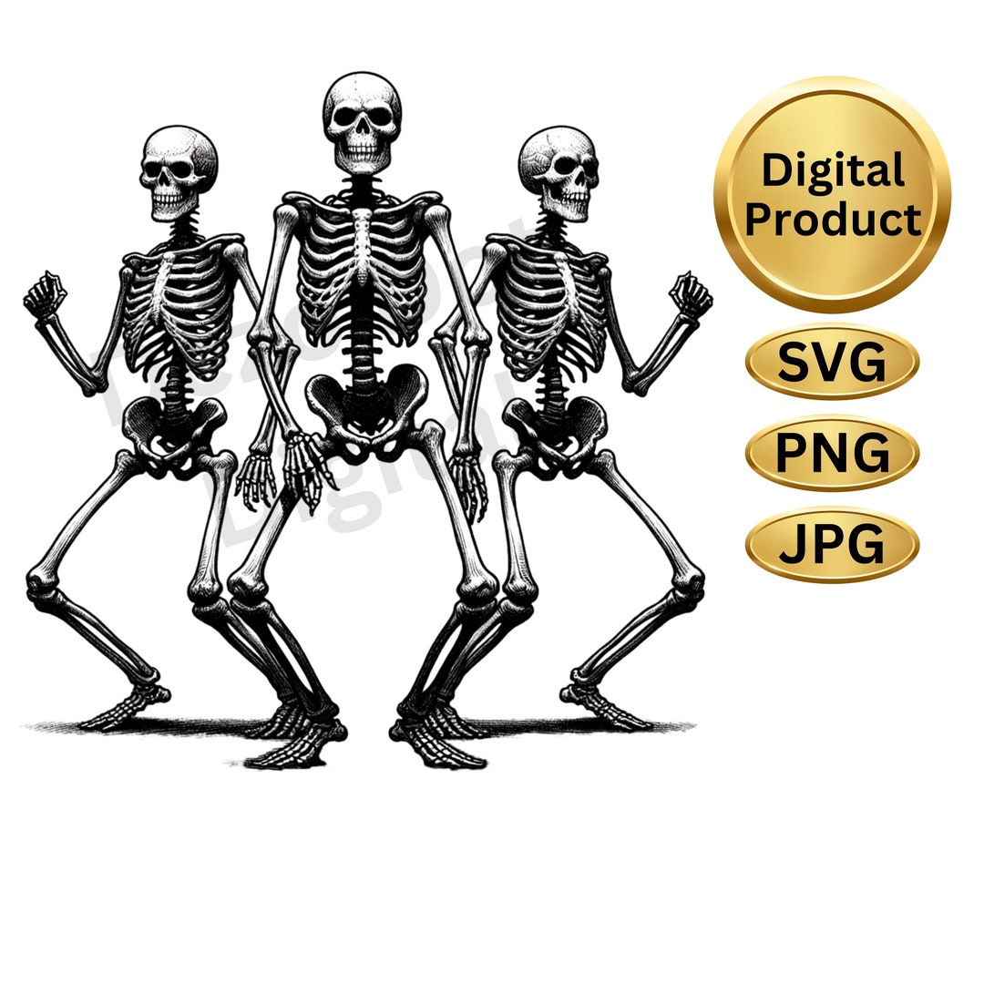 Dancing Skeleton SVG File, Digital Skeleton PNG, Digital JPG File ...