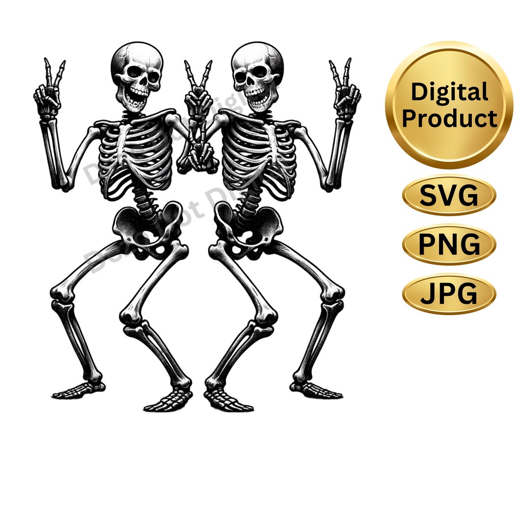 Dancing Skeleton SVG File, Digital Skeleton PNG, Digital JPG File ...