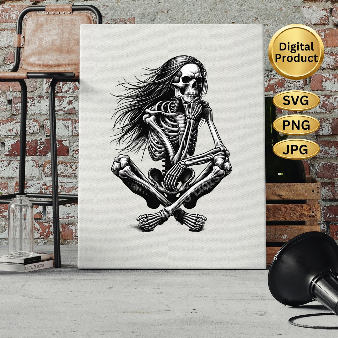 Deep in Thought Skeleton SVG File, Digital Skeleton PNG, Digital JPG ...