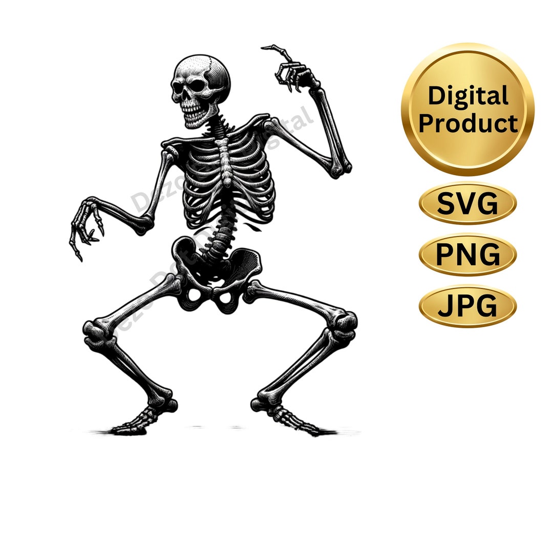 Dancing Skeleton SVG File, Digital Skeleton PNG, Digital JPG File ...