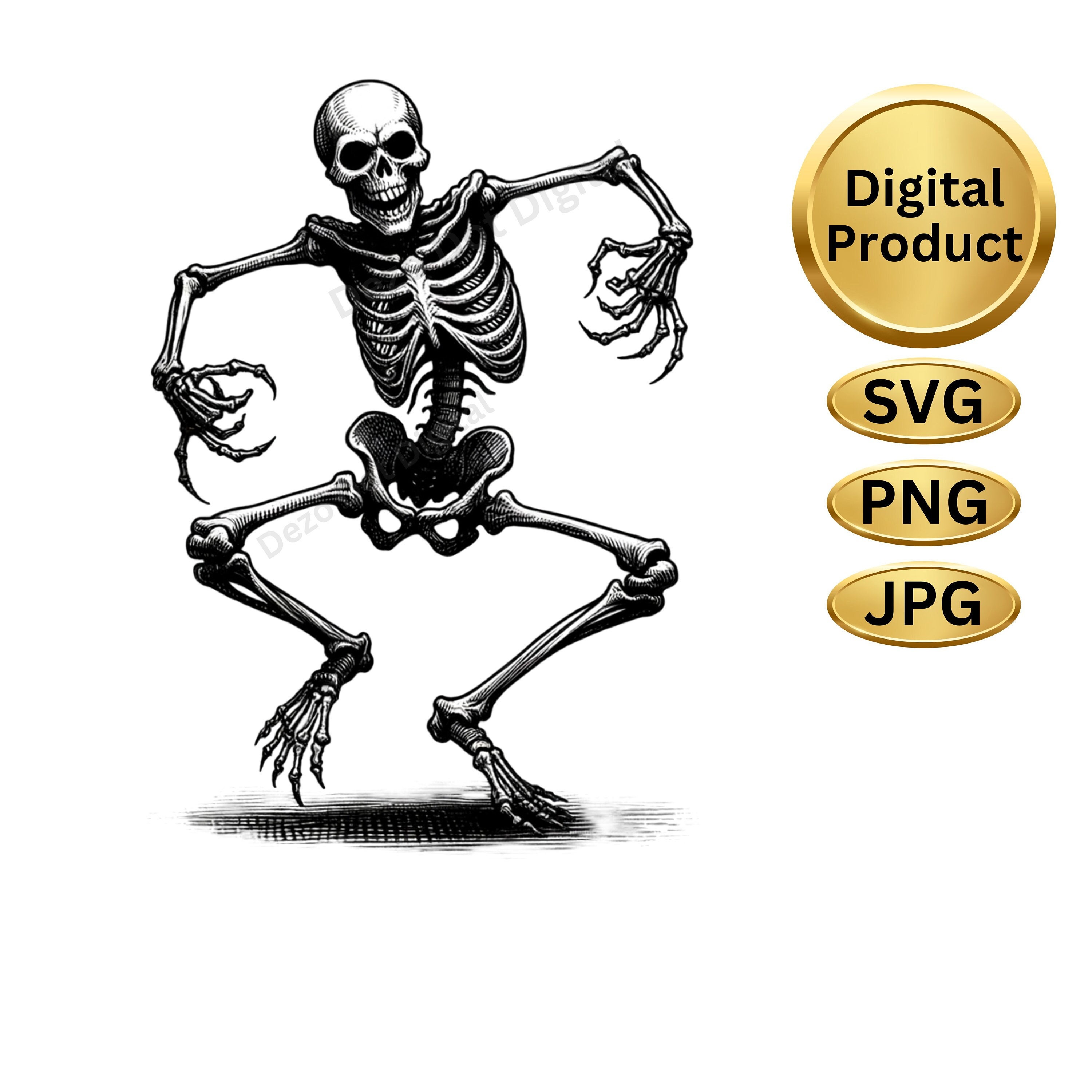 Dancing Skeleton SVG File, Digital Skeleton PNG, Digital JPG File ...