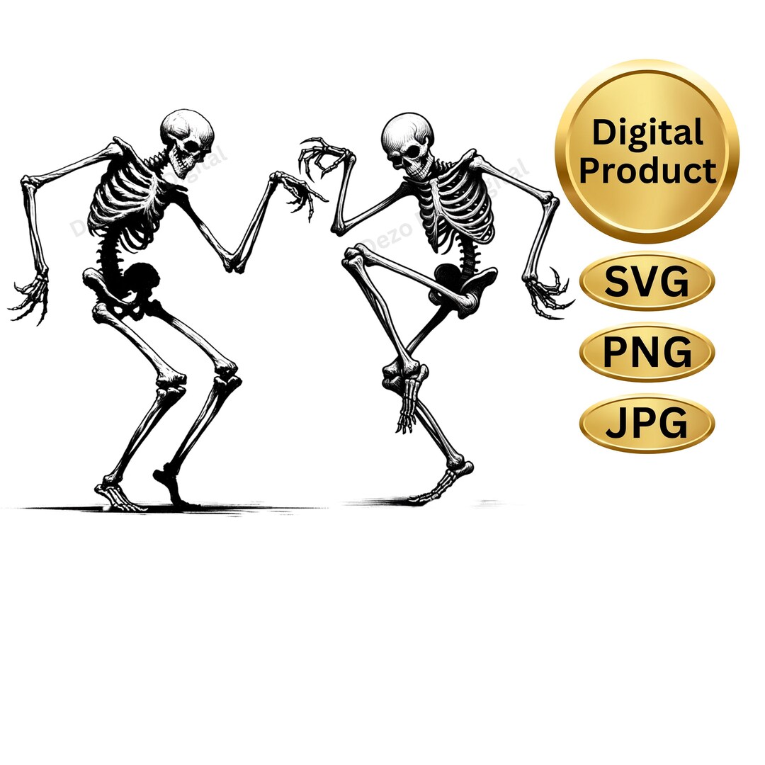 Dancing Skeleton SVG File, Digital Skeleton PNG, Digital JPG File ...