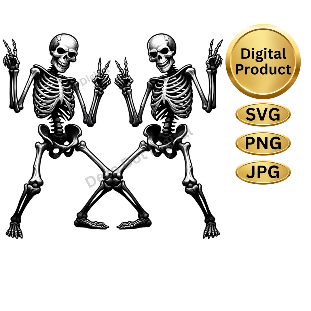 Dancing Skeleton SVG File, Digital Skeleton PNG, Digital JPG File ...